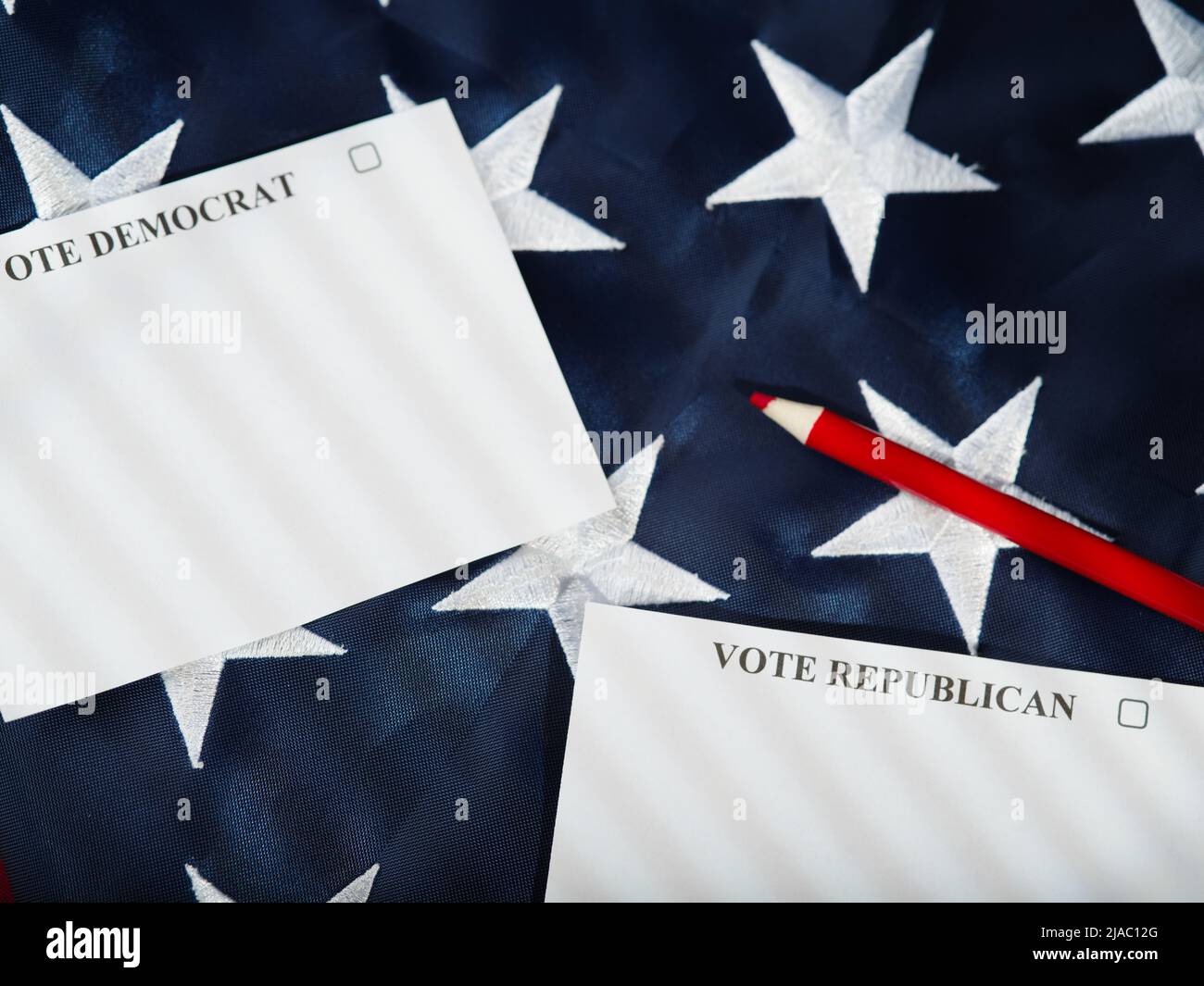 Two ballots with the inscriptions - vote democrat and vote republican ...