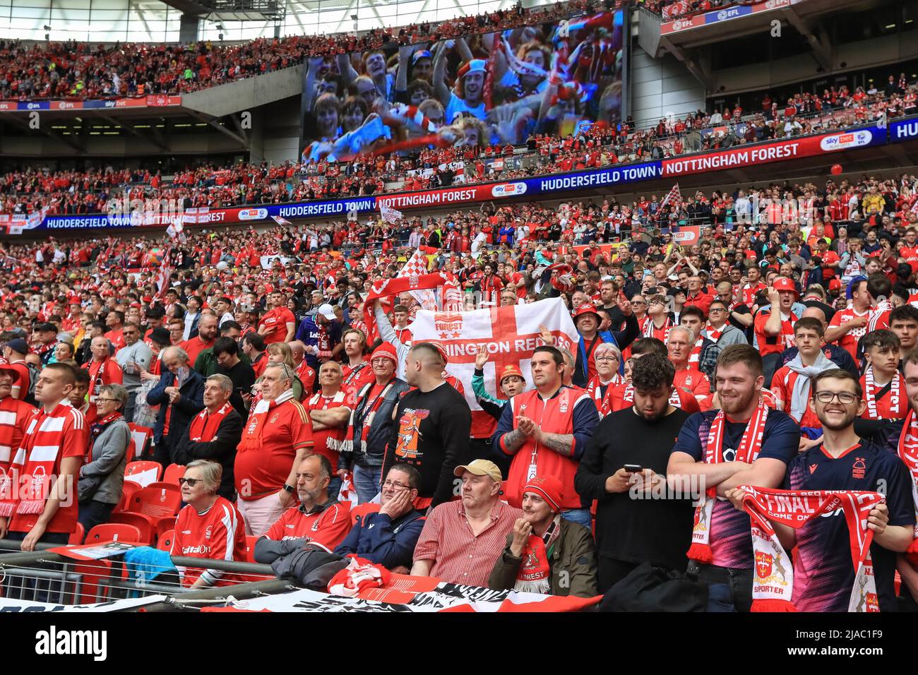 Nottingham Forest fans celebrate the 0-1 win as they are promoted to ...