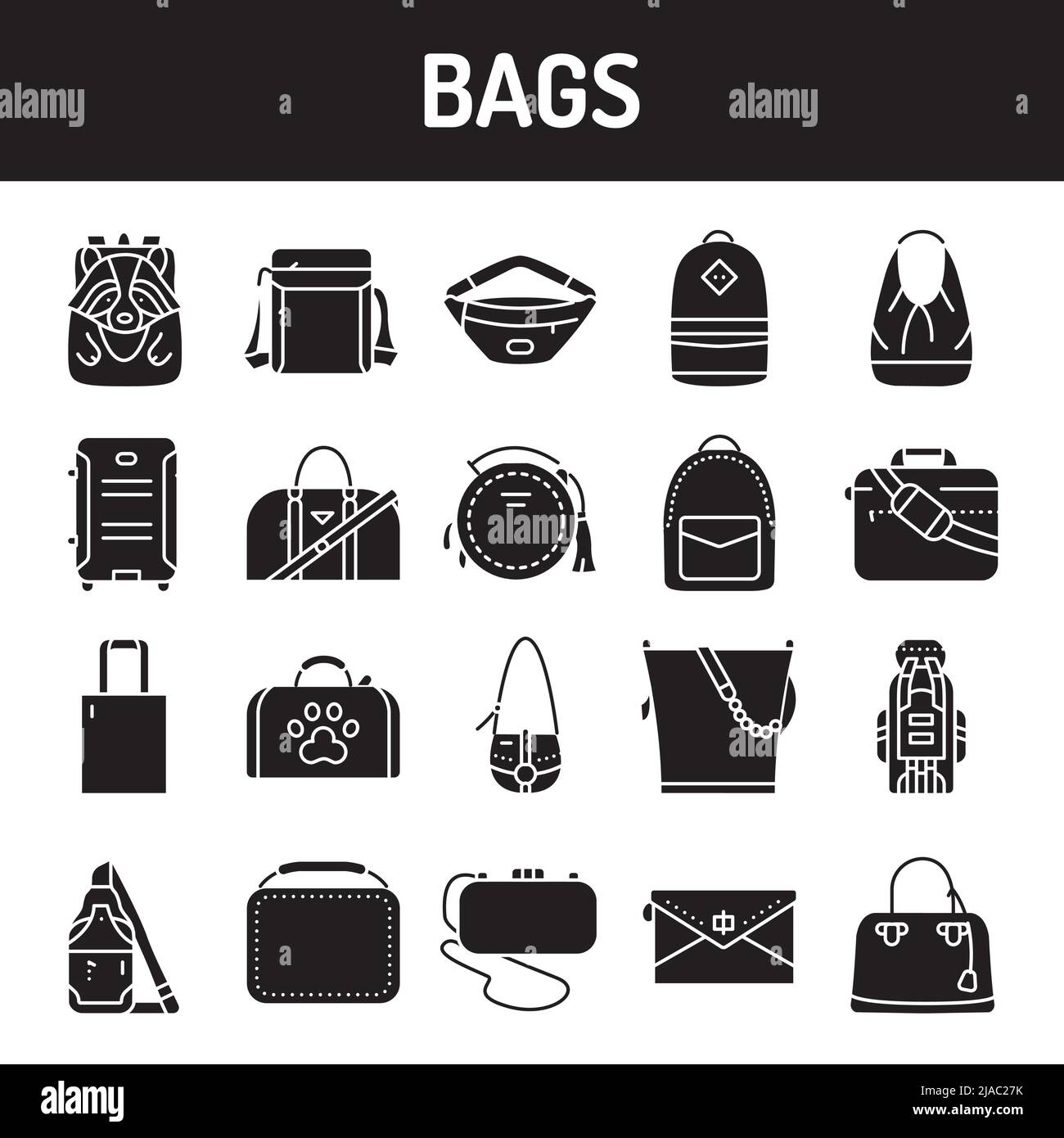 Bags color line icons set. Signs for web page, mobile app, button ...
