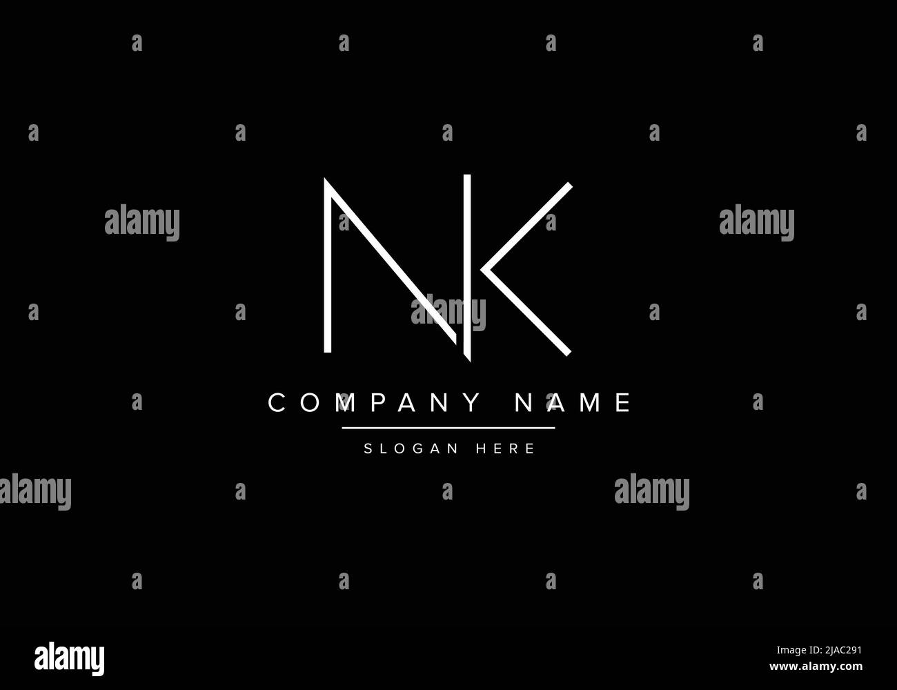 Creative minimal line art icon logo, NK monogram logo Stock Vector ...