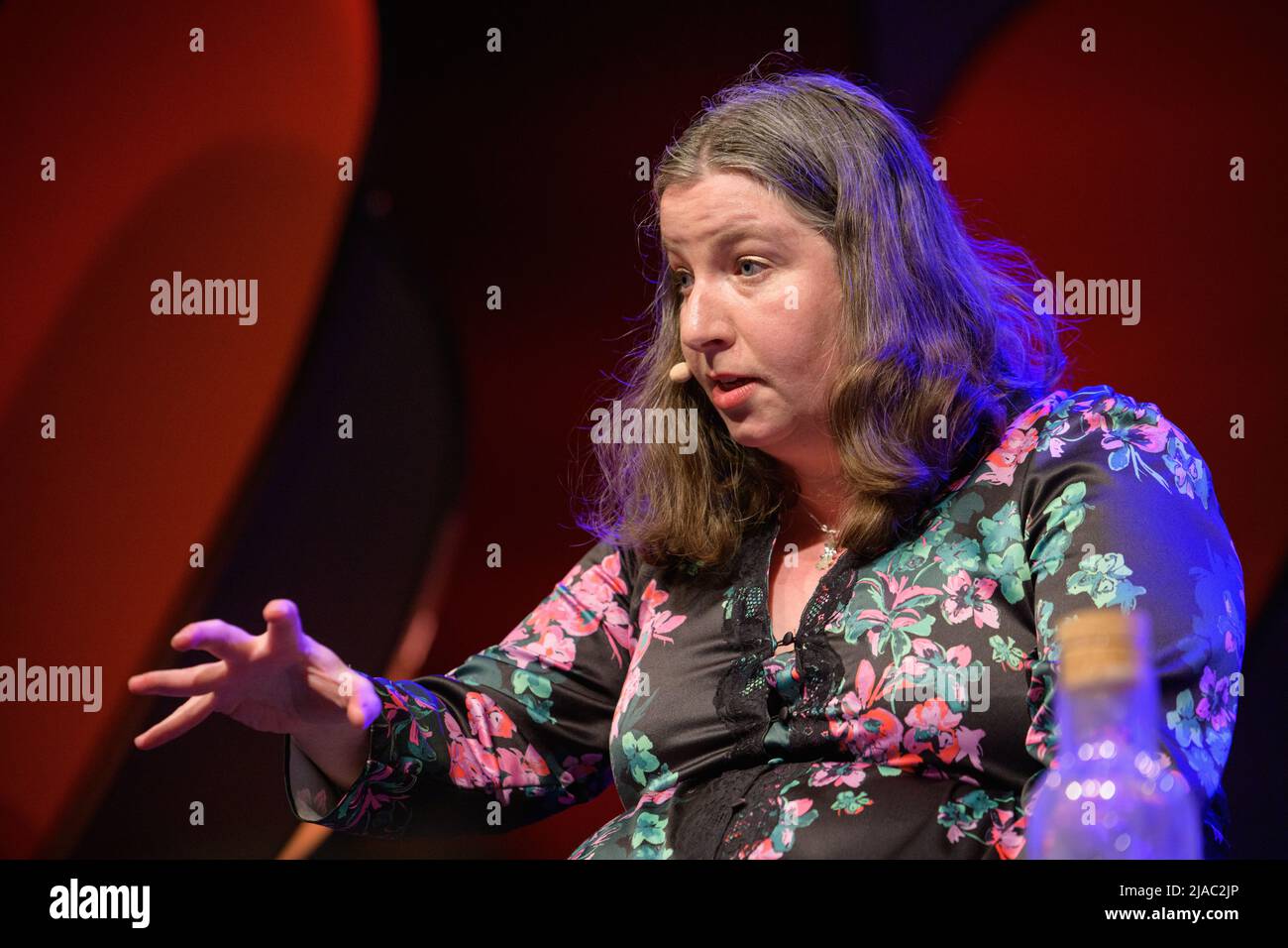 Hay-on-Wye, Wales, UK. 29th May, 2022. Lucy Easthope talks to Dan ...