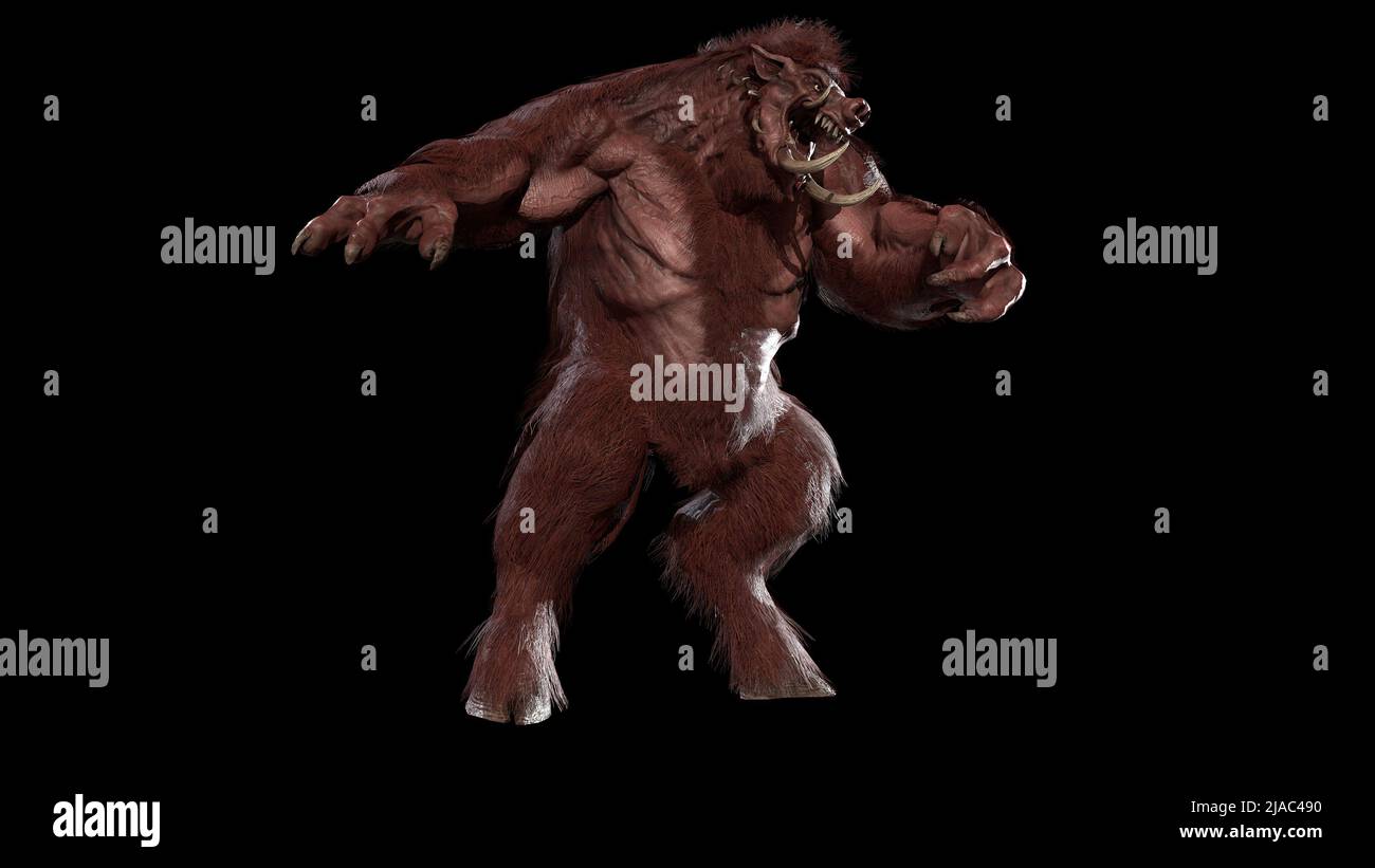 Mythical WereBoar monster on chromakey background 3d render Stock Photo ...
