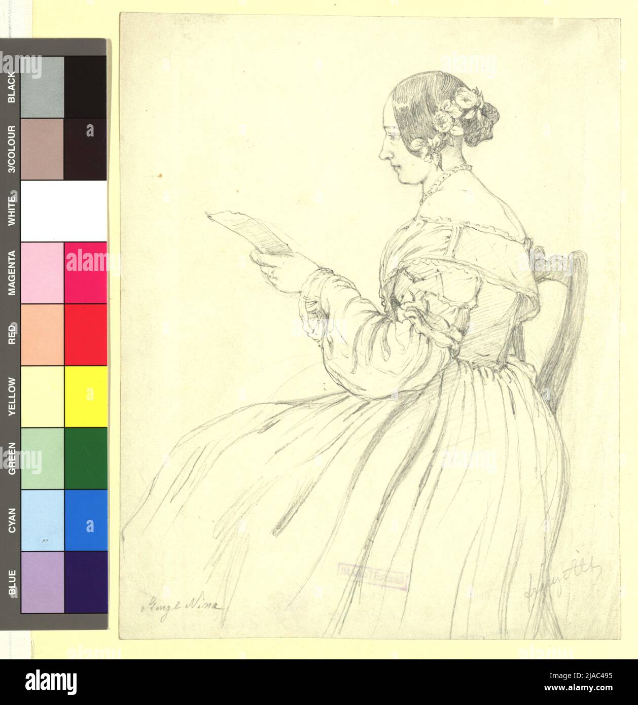 Nina Stengl, read a letter. Franz Alt (1821-1914), artist Stock Photo ...