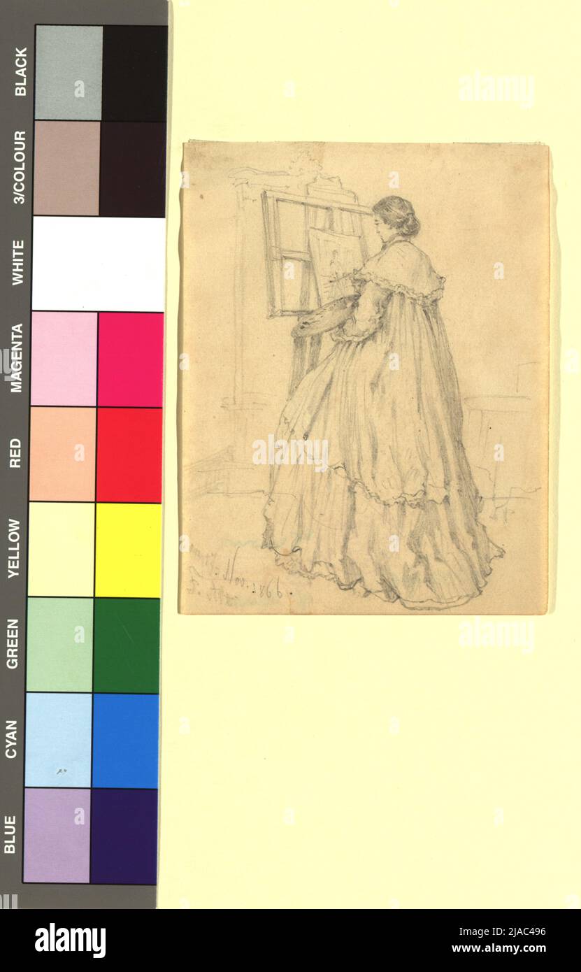 Artist on the easel (Fr. Heinzen). Franz Alt (1821-1914), artist Stock ...