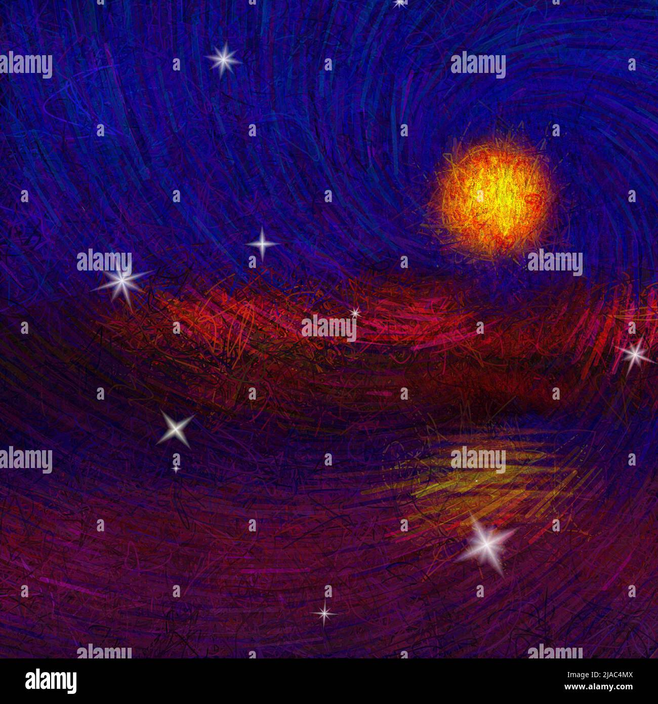 Abstract Sunset or Sunrise. Digital painting. 3D rendering Stock Photo ...