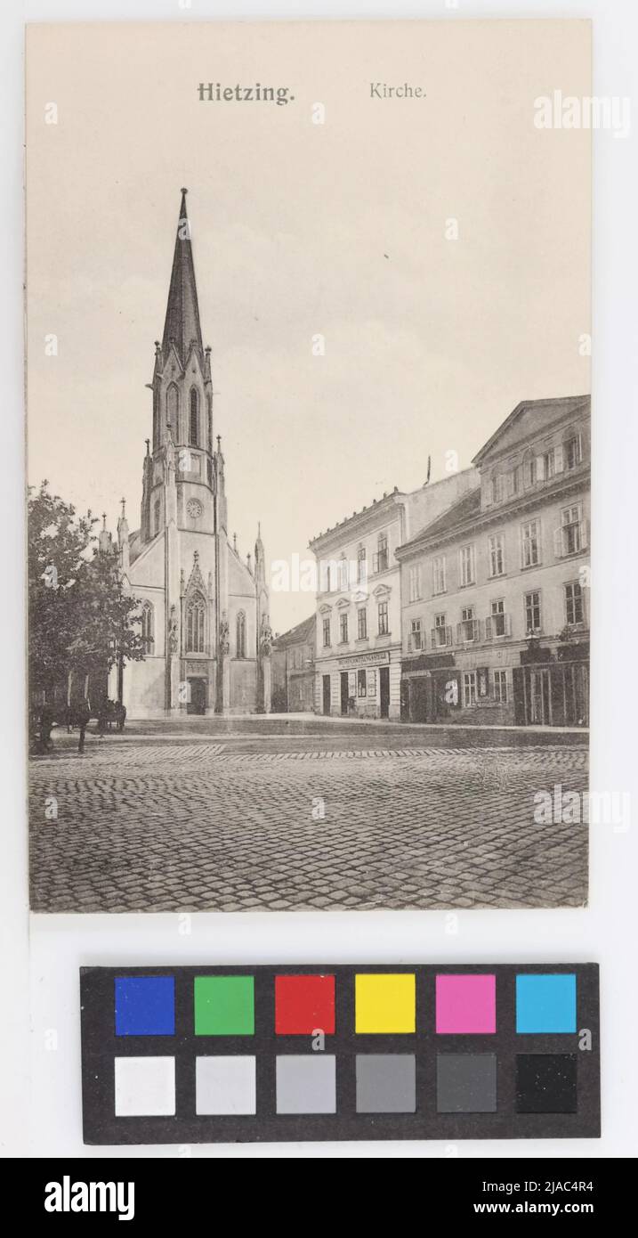 13., on the square - parish church of Maria Hietzing, postcard ...