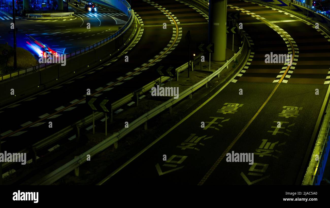 Night time lapse street at the business town. Minato ward Akasaka Tokyo ...