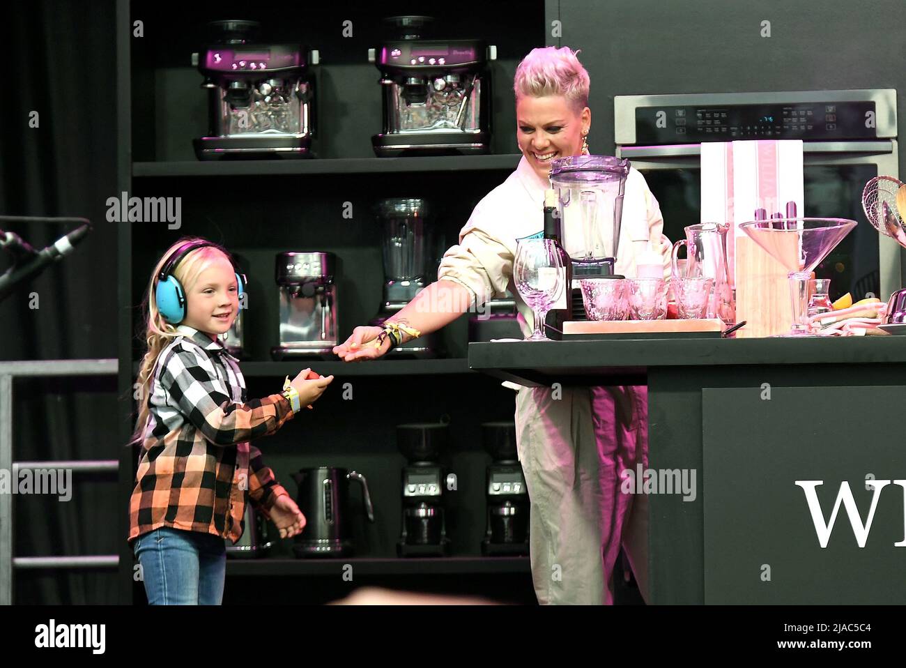 Pink and son Jameson Moon Hart are seen onstage at the William Sonoma ...