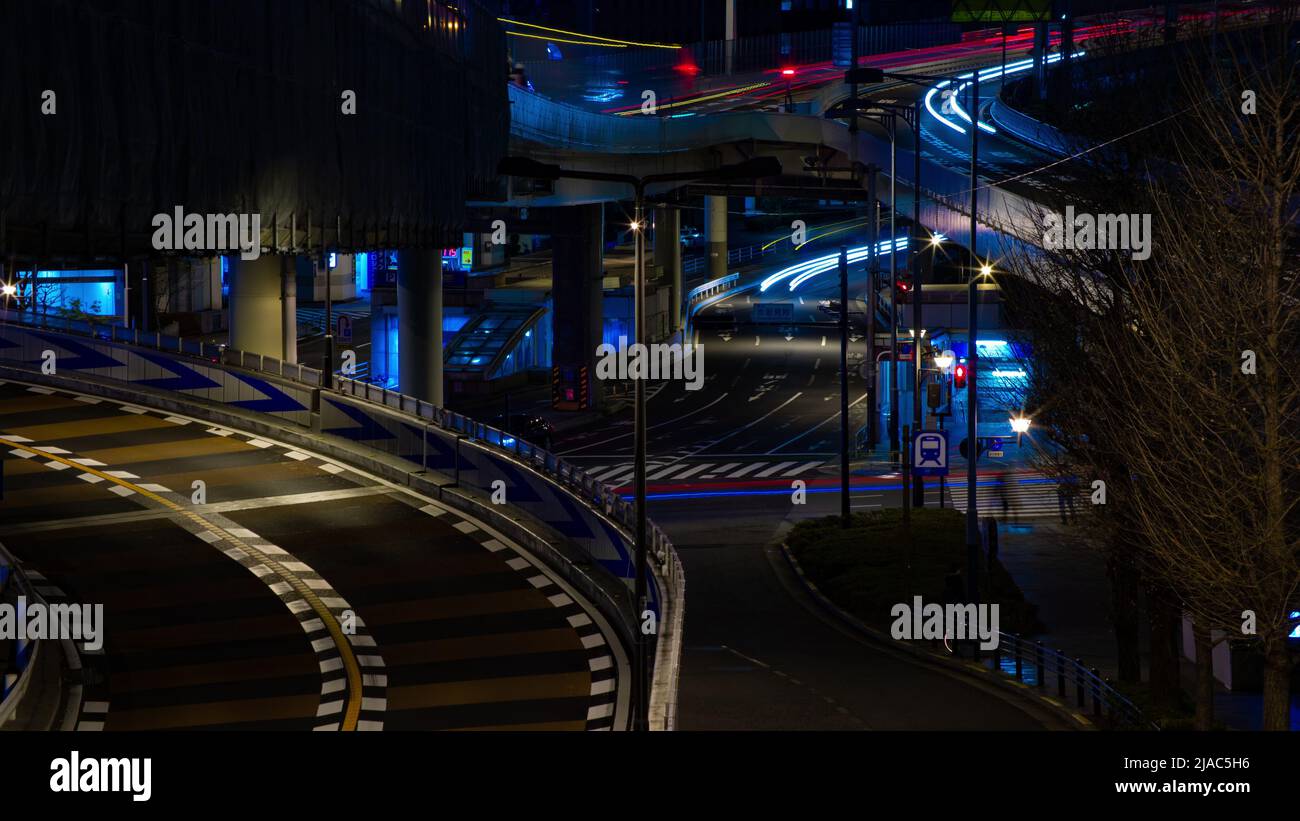 Night time lapse street at the business town. Minato ward Akasaka Tokyo ...