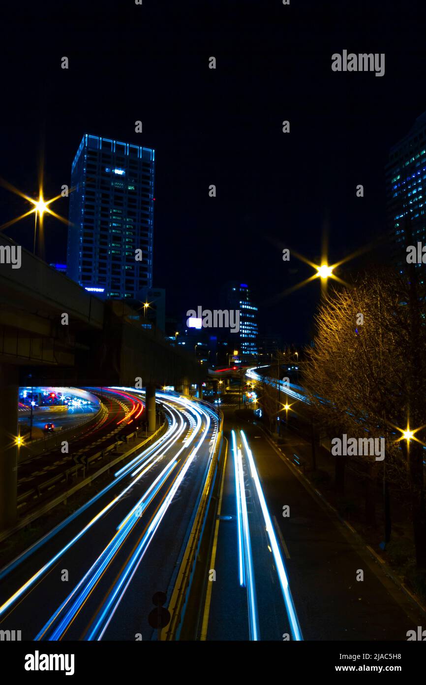 Night time lapse street at the business town in Akasaka Tokyo Stock ...