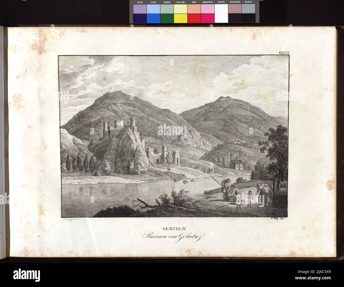 Danube views: Serbia. Ruins of Golubacz (Golubac). After: Ludwig Erminy ...