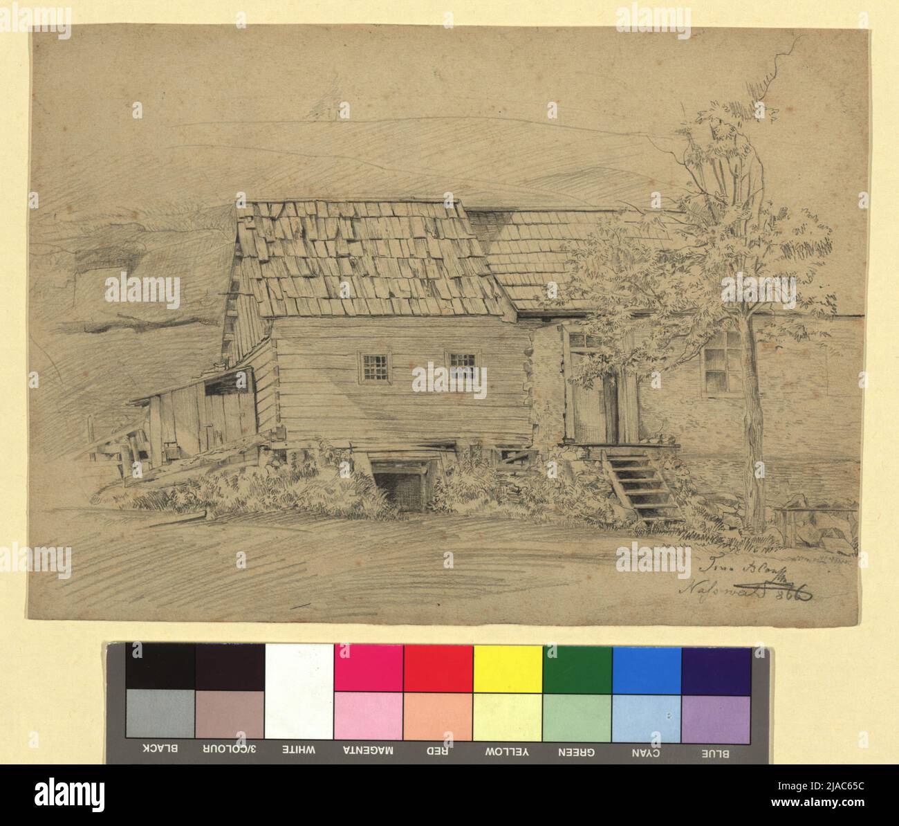 Farmhouse in Nasswald. Tina Blau (1845-1916), artist Stock Photo - Alamy