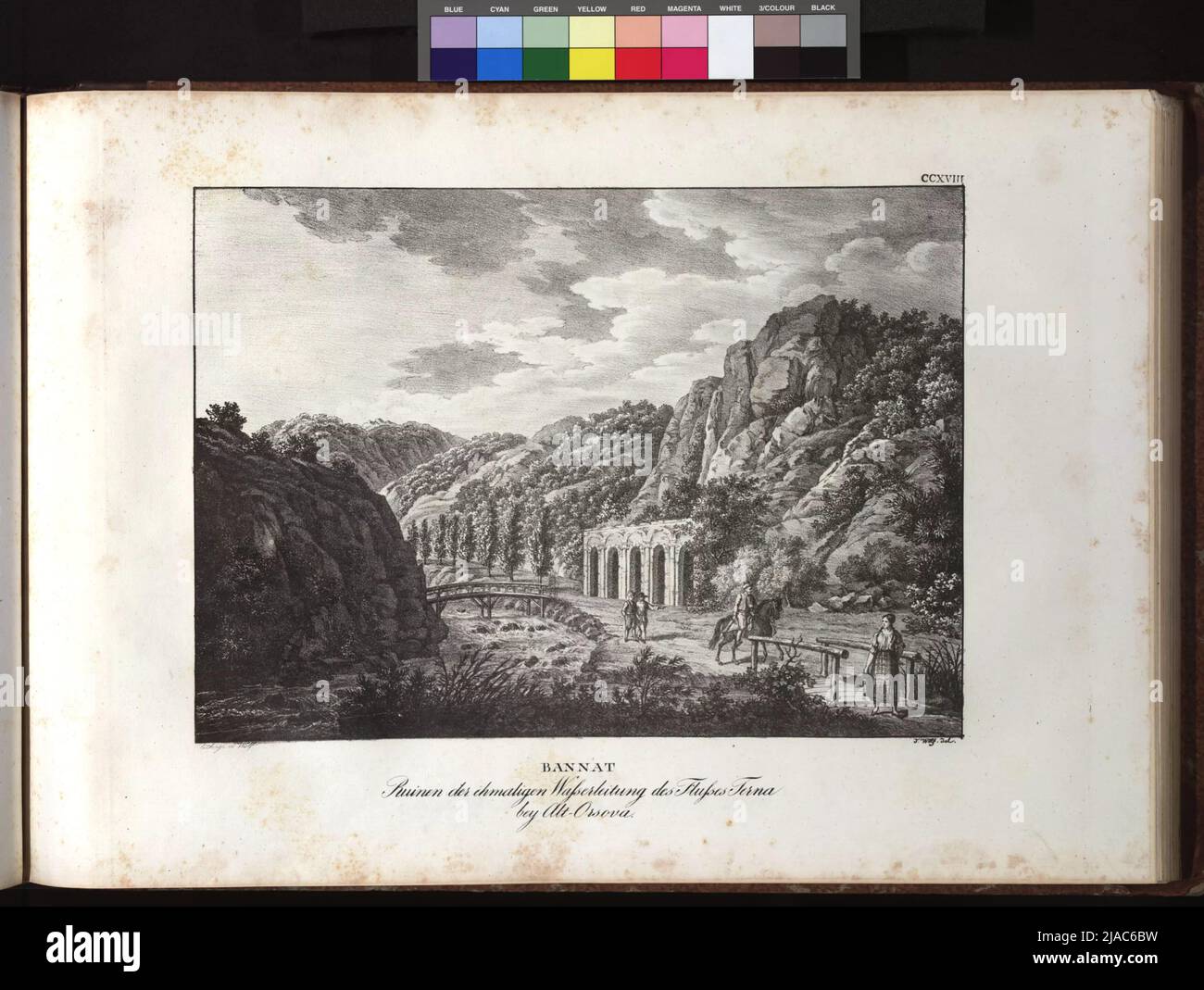 Danube views: Bannat. Ruins of the former water pipe of the Terna river ...