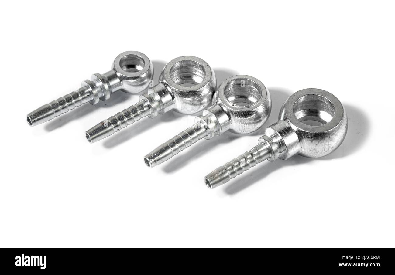 Set of fittings, quick couplings for hose isolated on white background ...