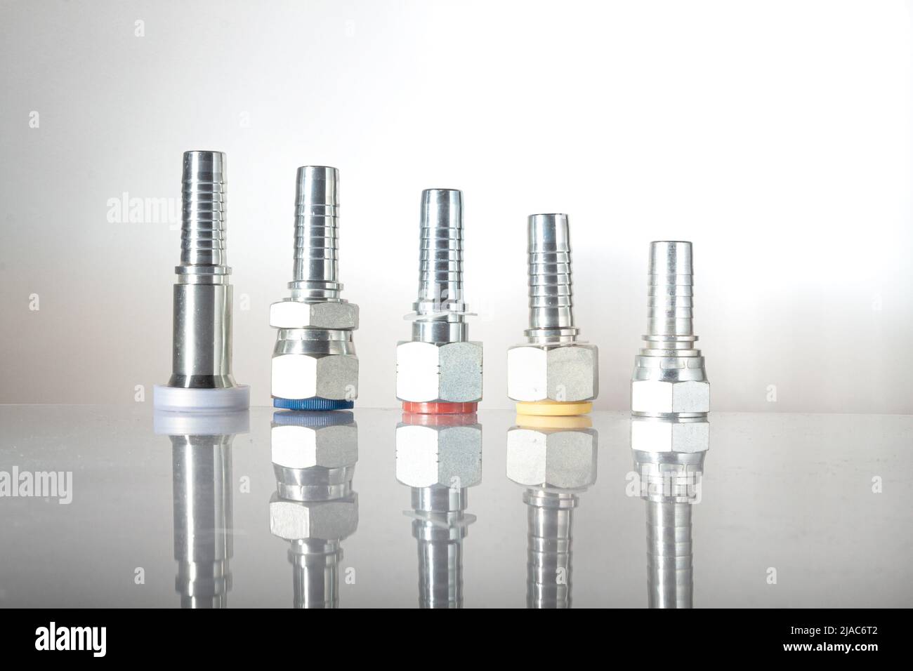 Set of fittings, quick couplings for hose isolated on white background ...