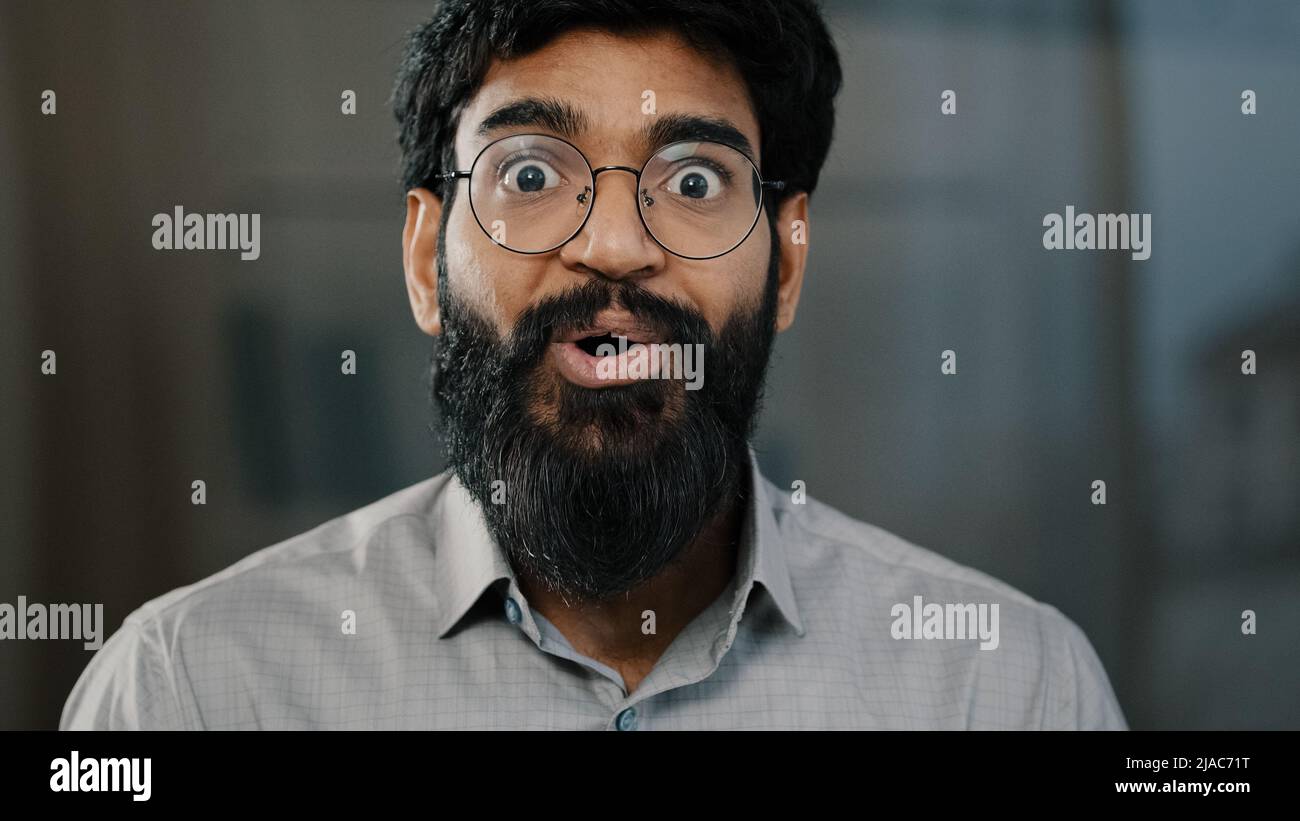 Male Portrait Surprise Emotion Enthusiastic Surprised Shocked Arabian