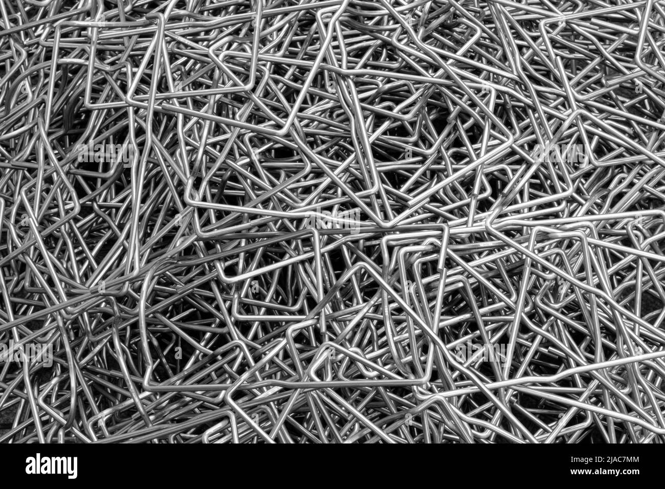 Metal texture background made of many bent steel wires, Close-up ...