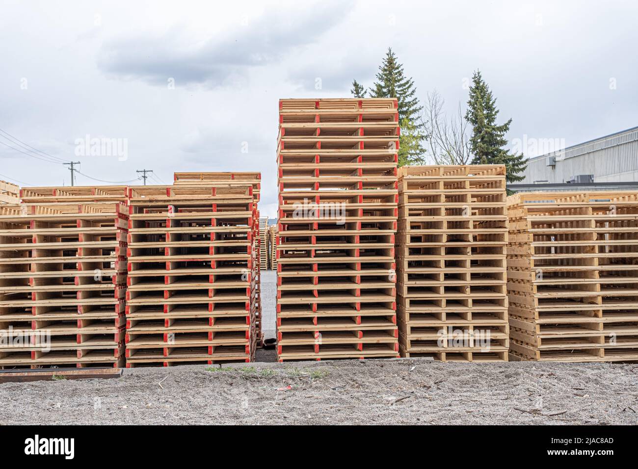 Wood Pallets at Factory ready for Shipping to Clients Stock Photo - Alamy
