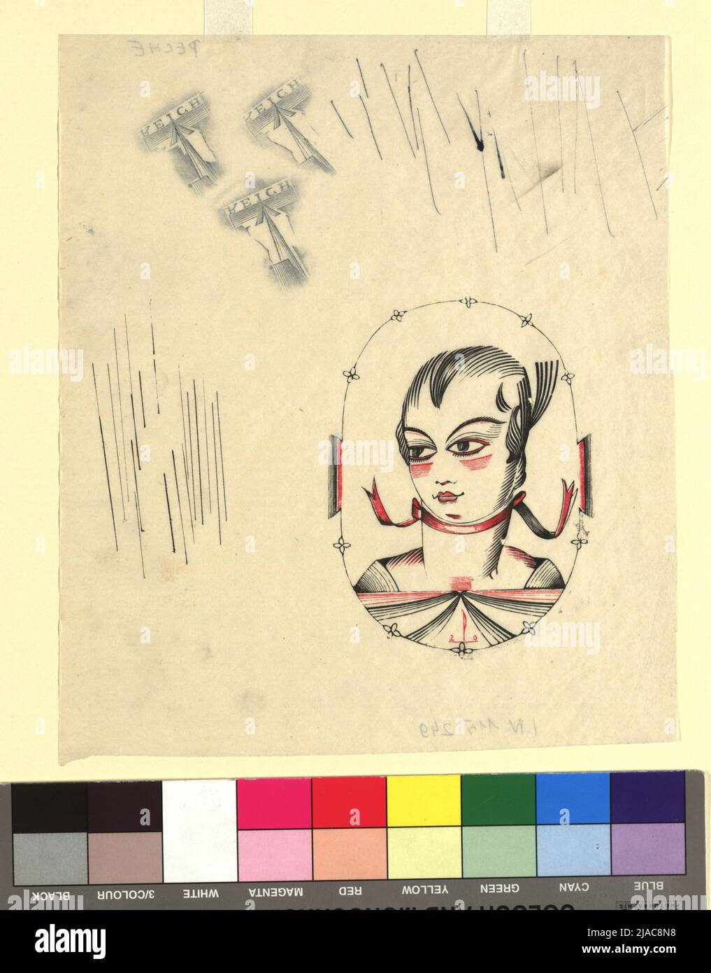 Female head motif in an oval frame. Dagobert Peche (1887-1923 Stock ...