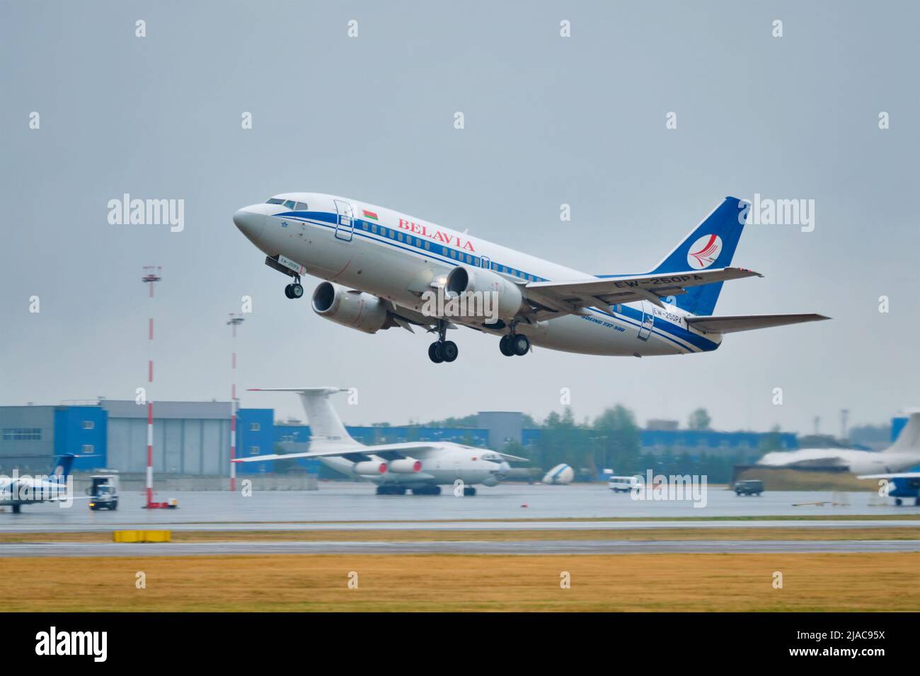 Air plane in National Airport Minsk, Belarus Stock Photo - Alamy