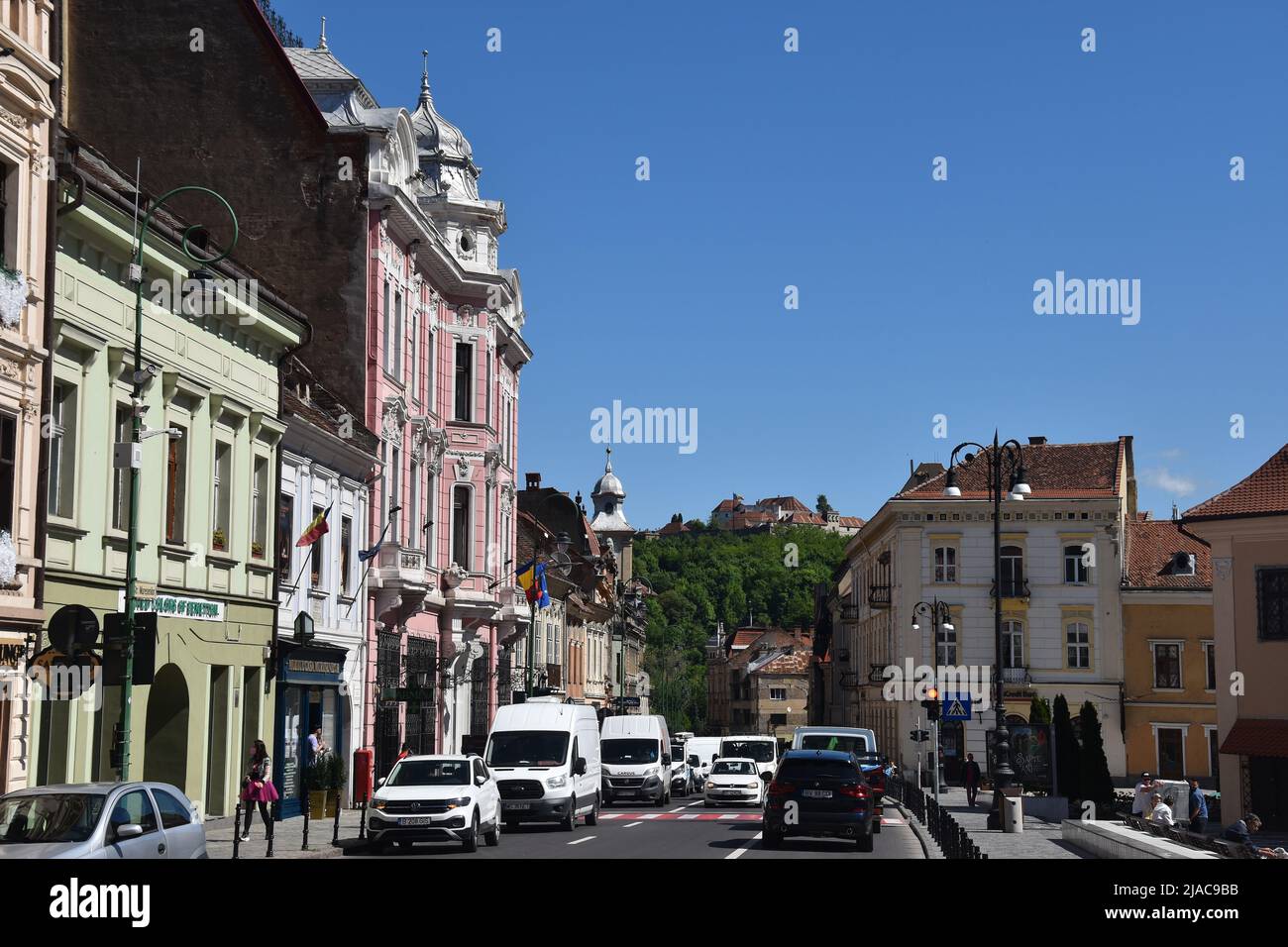 the old Saxon town of Brașov (Kronstadt), Transylvania, Romania: the ...