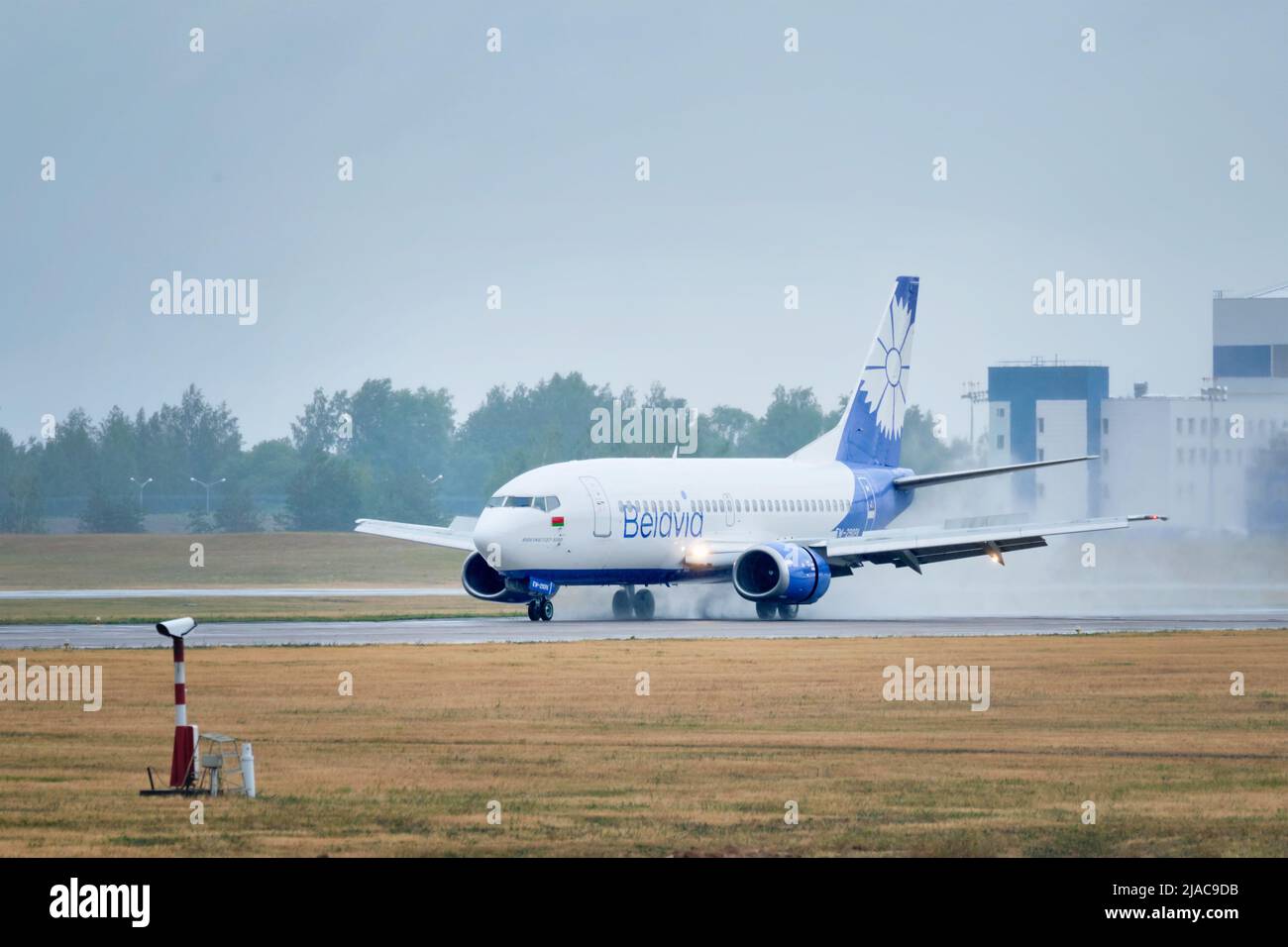 Air plane in National Airport Minsk, Belarus Stock Photo - Alamy