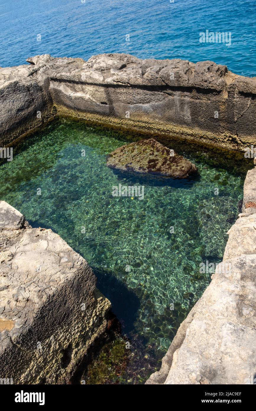 Swimming Pool Carved Into Rock, Valletta, Malta Stock Photo - Alamy