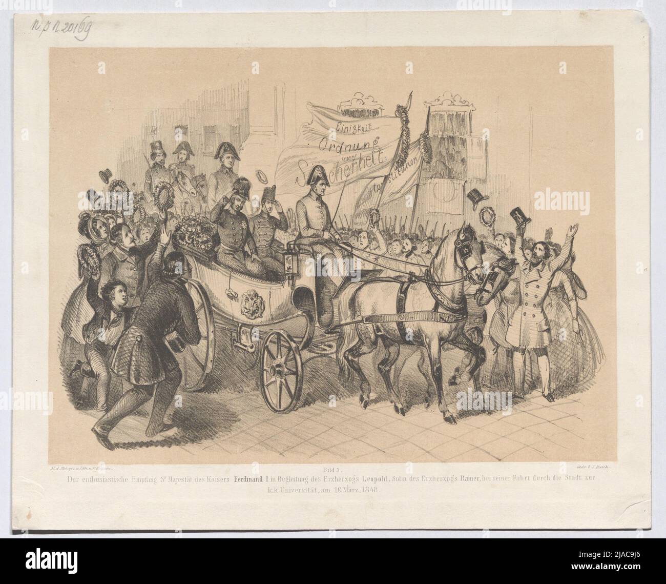 Ferdinand I and Archduke Leopold on the journey through the city on March 16, 1848. Franz ...