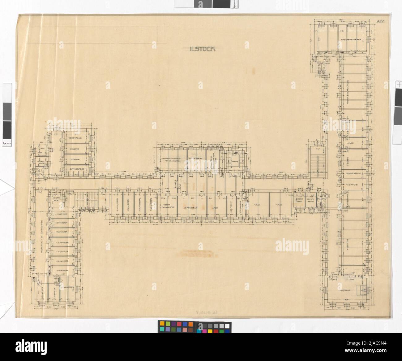 Lupus healing, floor plan 2nd floor. Otto Wagner (1841-1918), artist ...