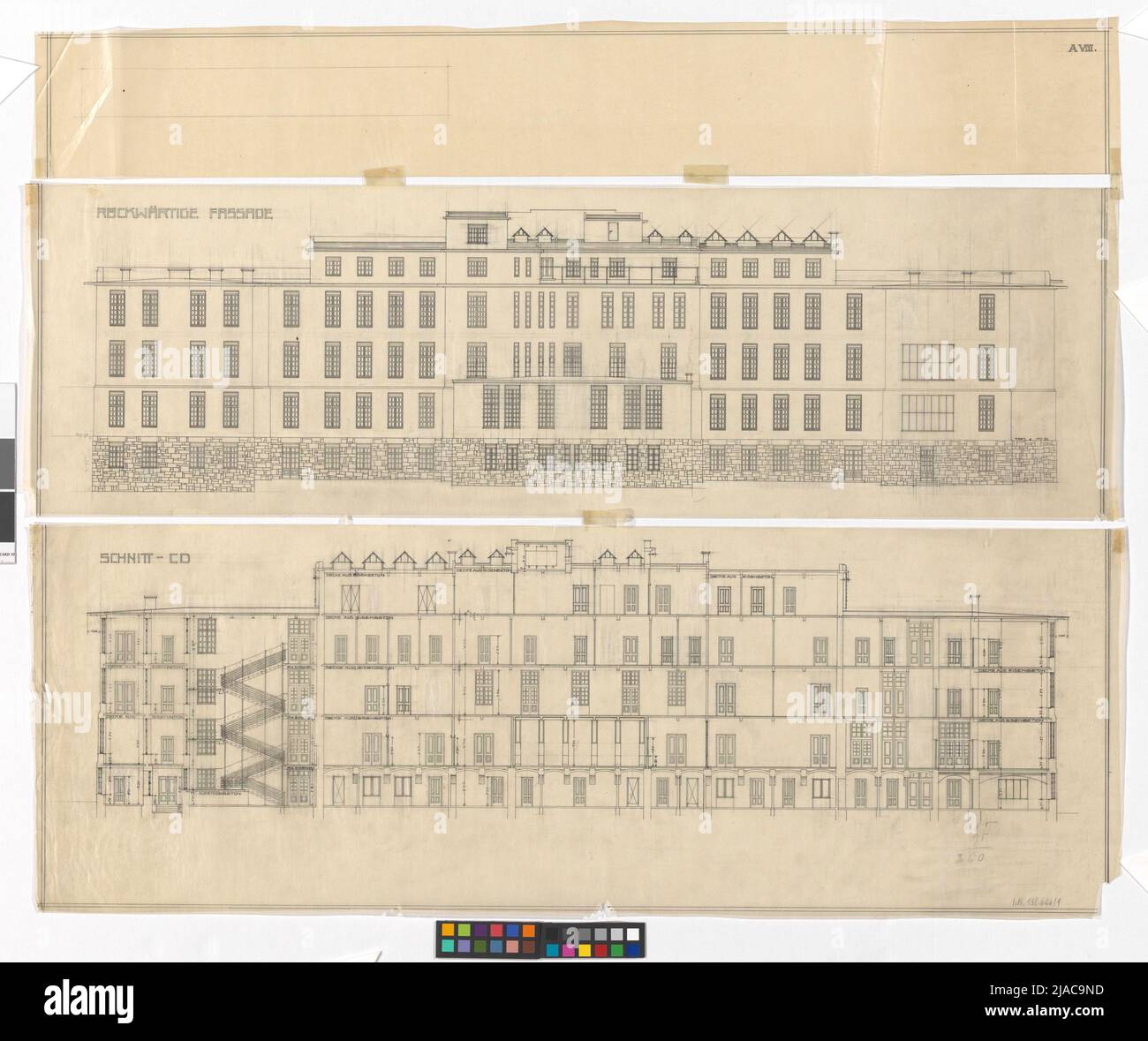 Lupus healing, rear facade, cut C-D. Otto Wagner (1841-1918), artist ...