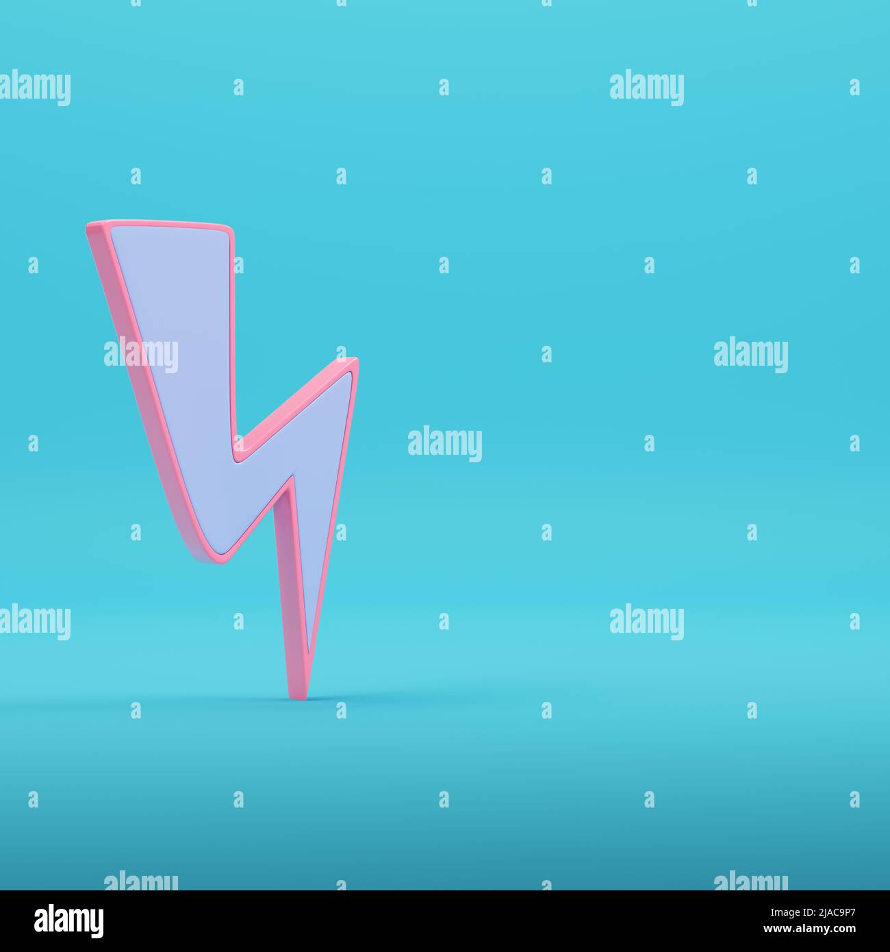 Pink thunder bolt lighting flash on bright blue background in pastel ...