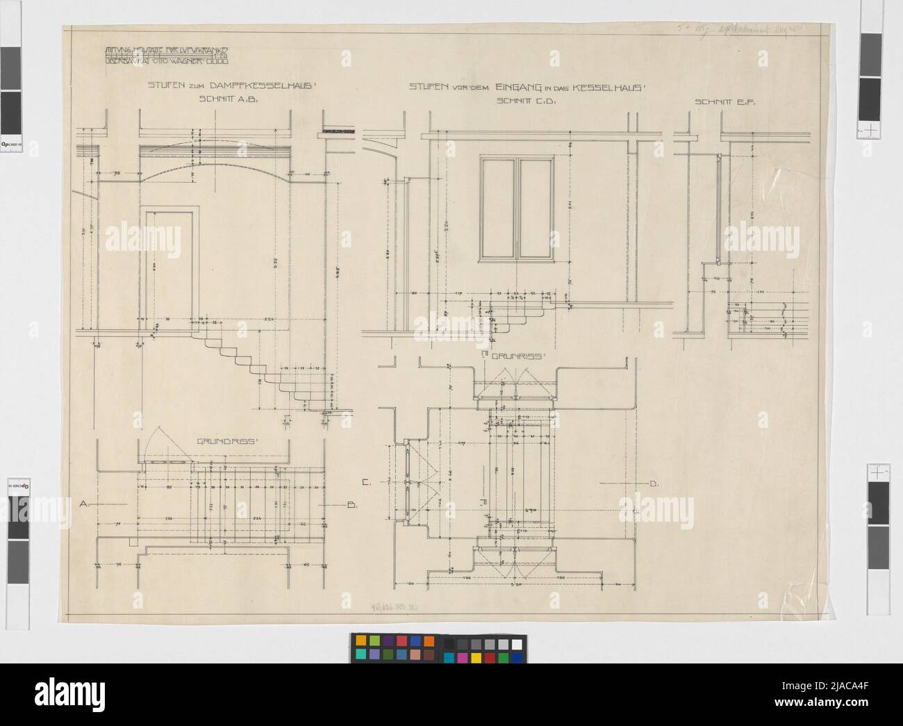 Lupus healing, "steps to the steam boiler house", cut A-B, floor plan ...