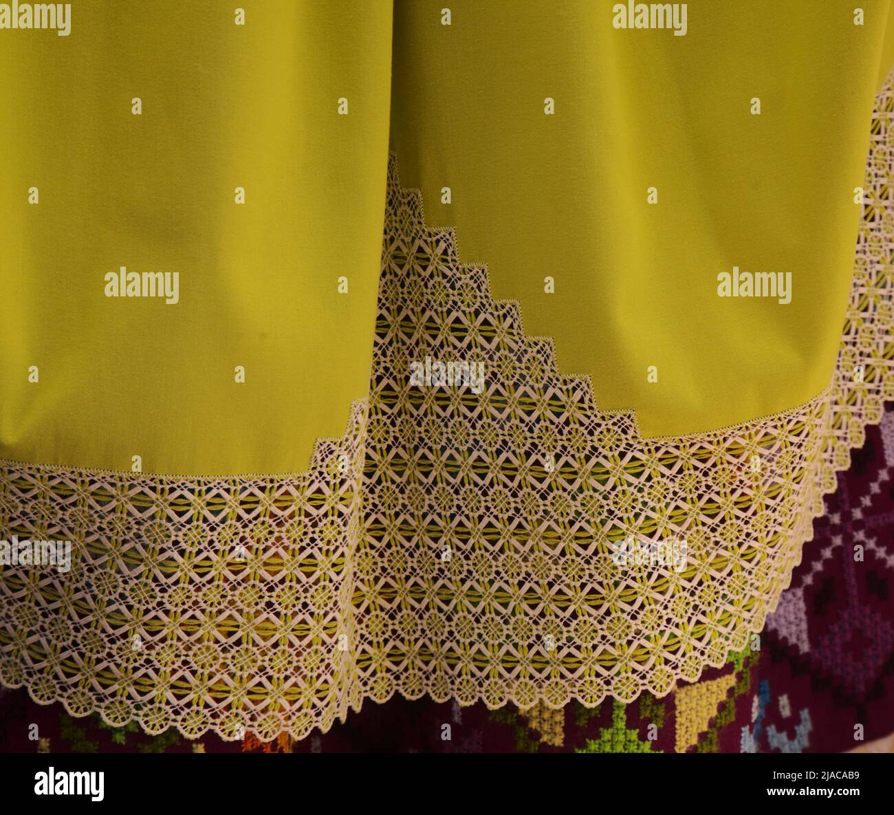 Traditional Canary Islands costume details - skirts with lace insets ...