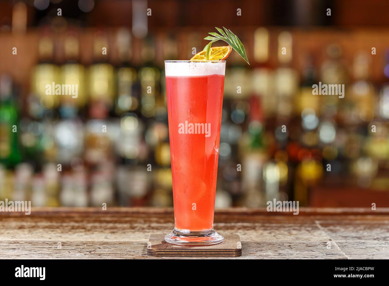 Alcoholic cocktail on the basis of gin, cherry, orange and liqueur ...