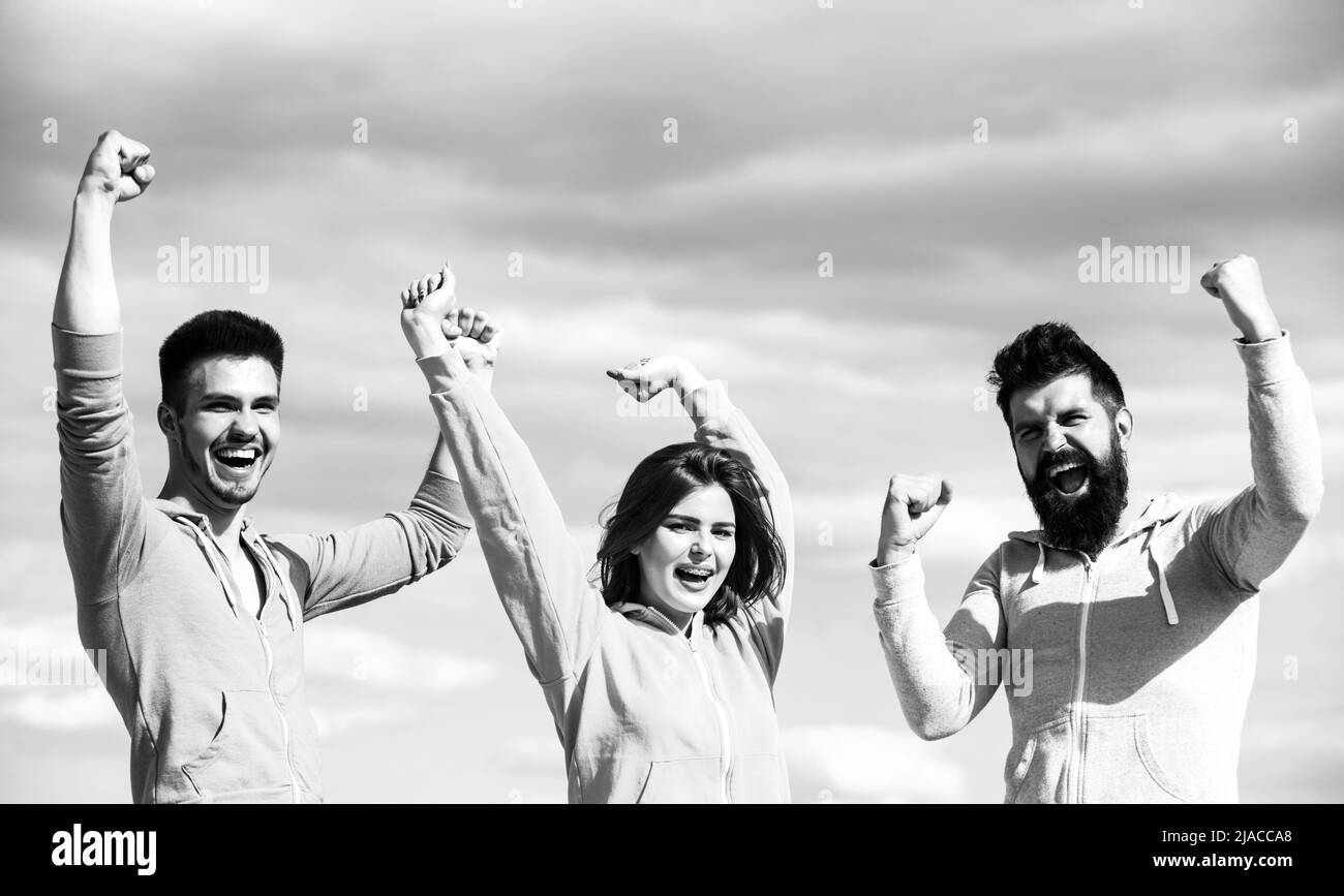 Excited business people. Amazed colleagues. Excited office workers ...