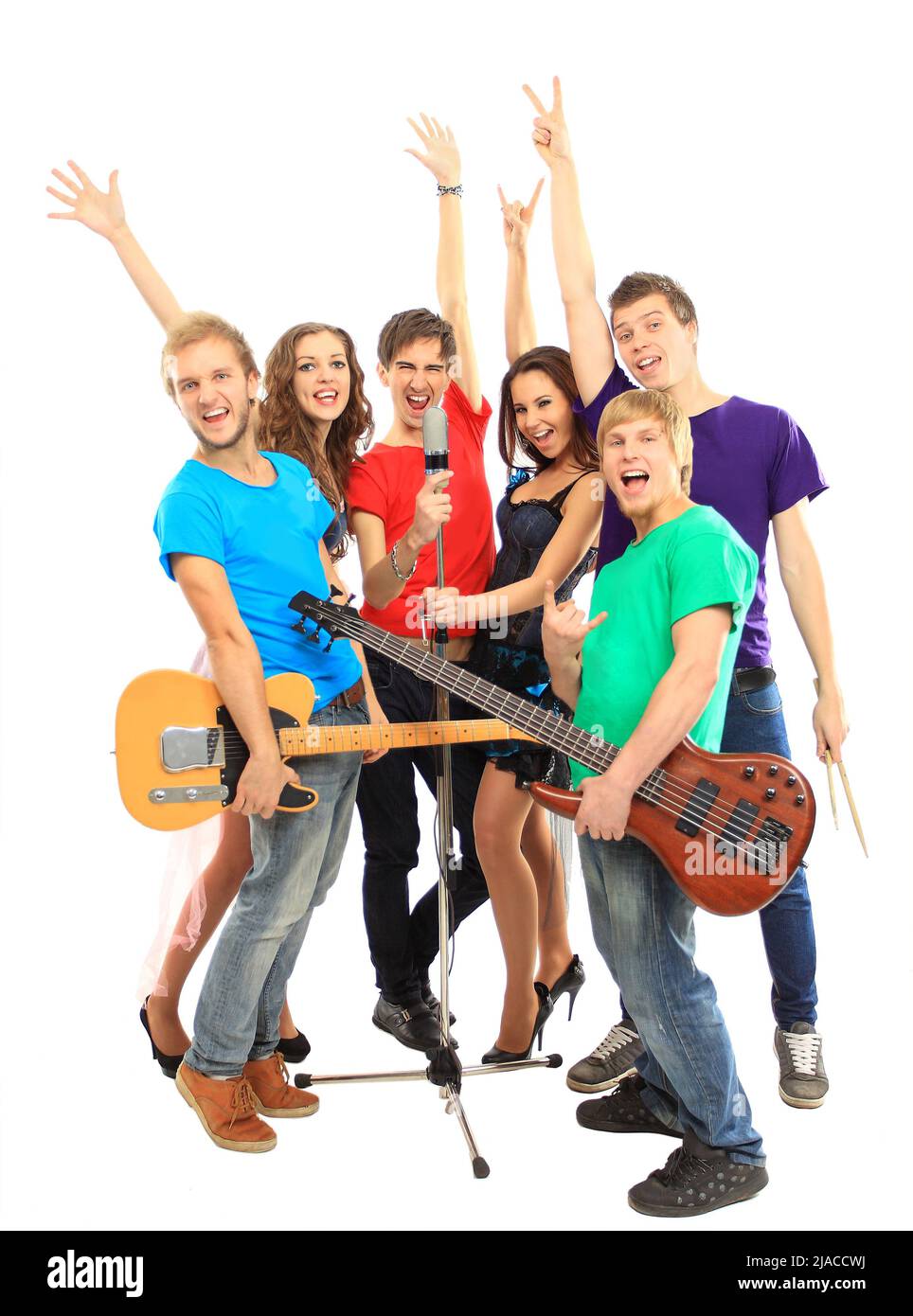 musicians group playing musical instruments in a concert isolated on ...