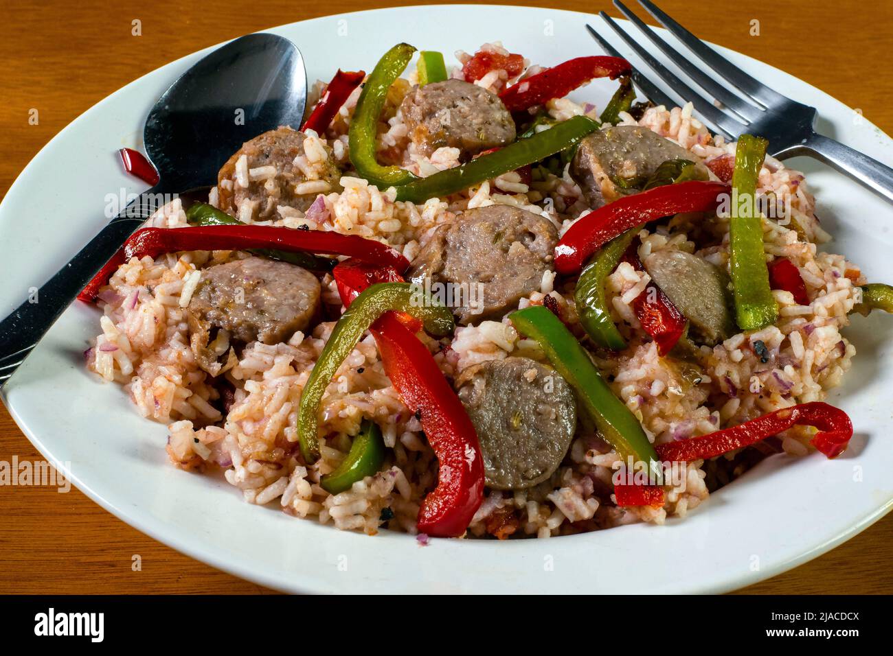 sweet italian peppers and sauteed peppers on white rice mixed with ...