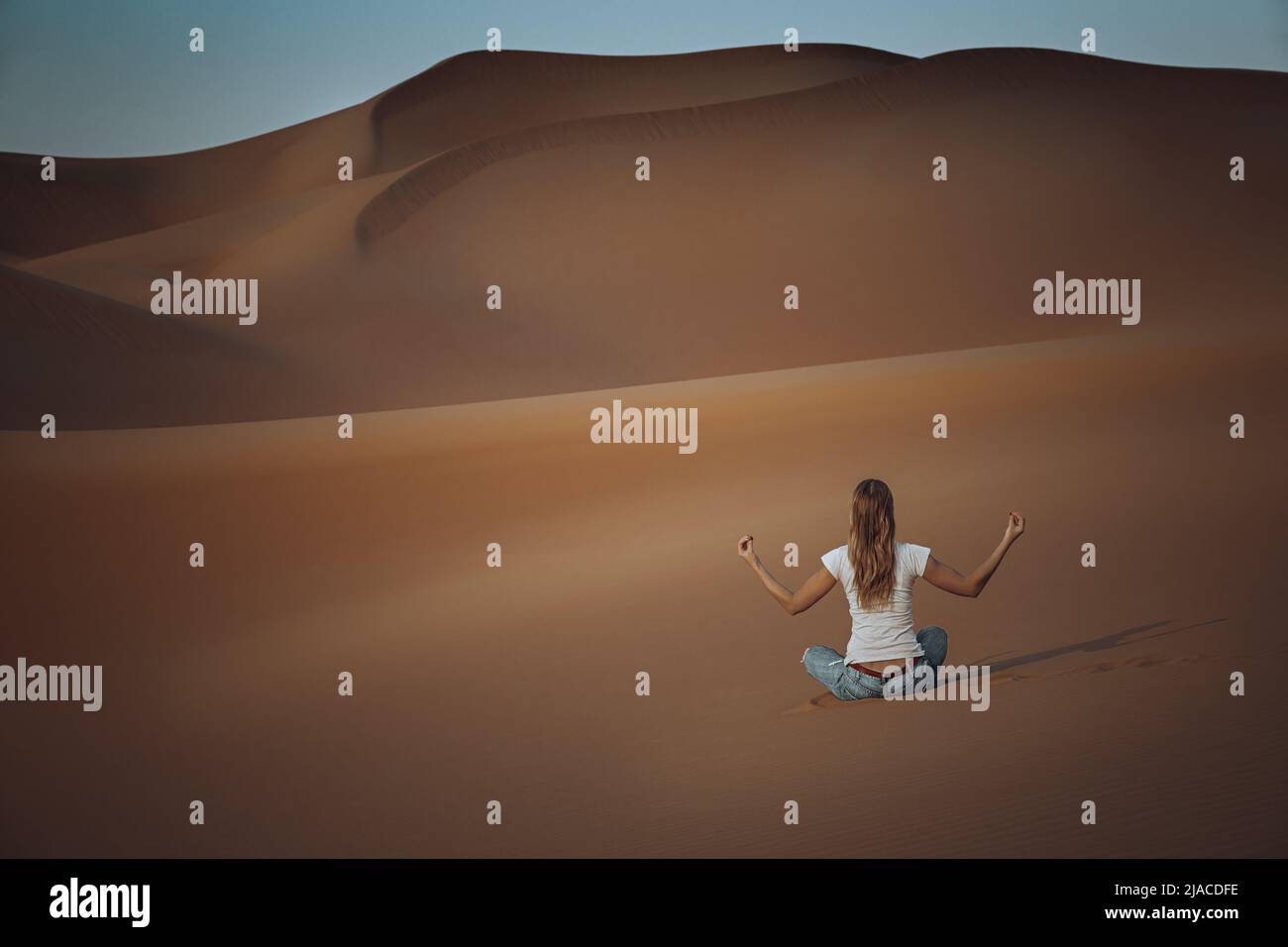 Meditation in Peaceful Desert Stock Photo - Alamy