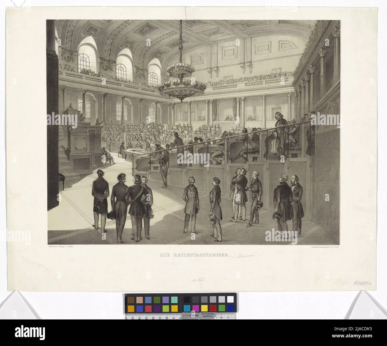 The Reichstag Chamber. "(On July 10, 1848). Franz Kollarz (Kolá) (1825-1894), Lithographic ...