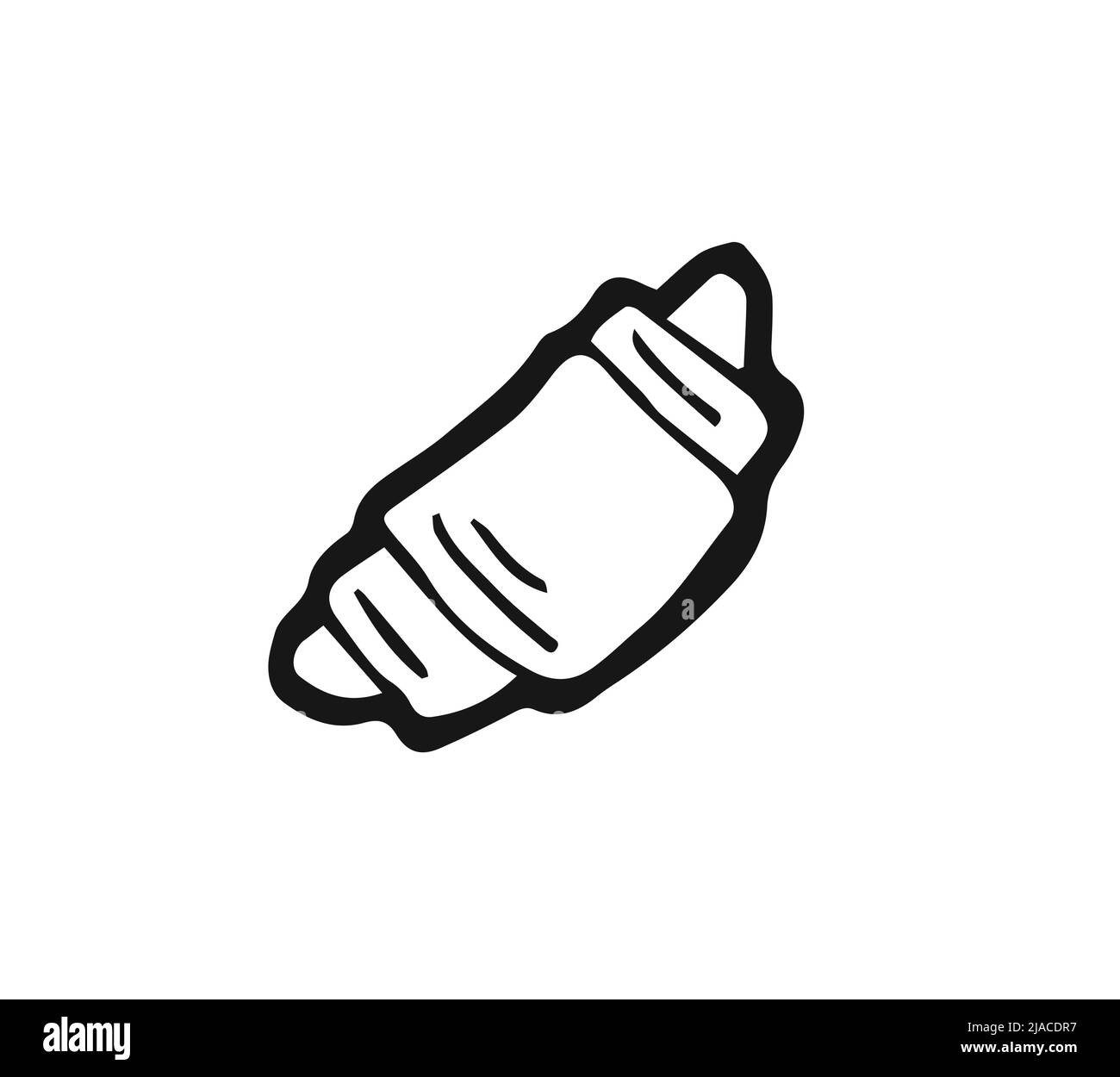 Baking Croissant sweet bun. Hand drawing outline. Isolated on white ...
