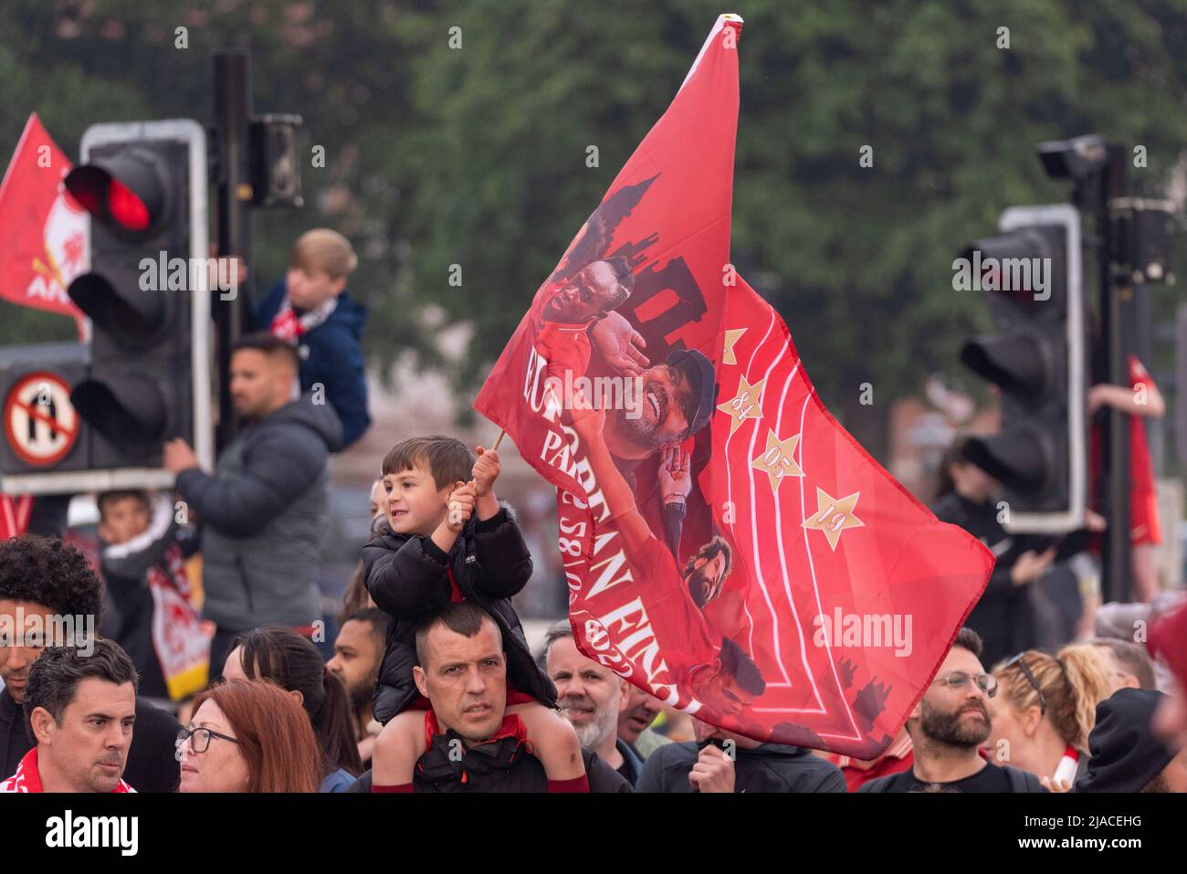 Baltic Triangle, Liverpool, UK. 29th May, 2022. The open-top bus parade ...