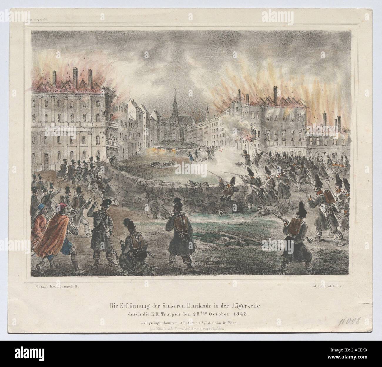"The storming of the outer baricade in the Jägerzeile / by the K.K ...