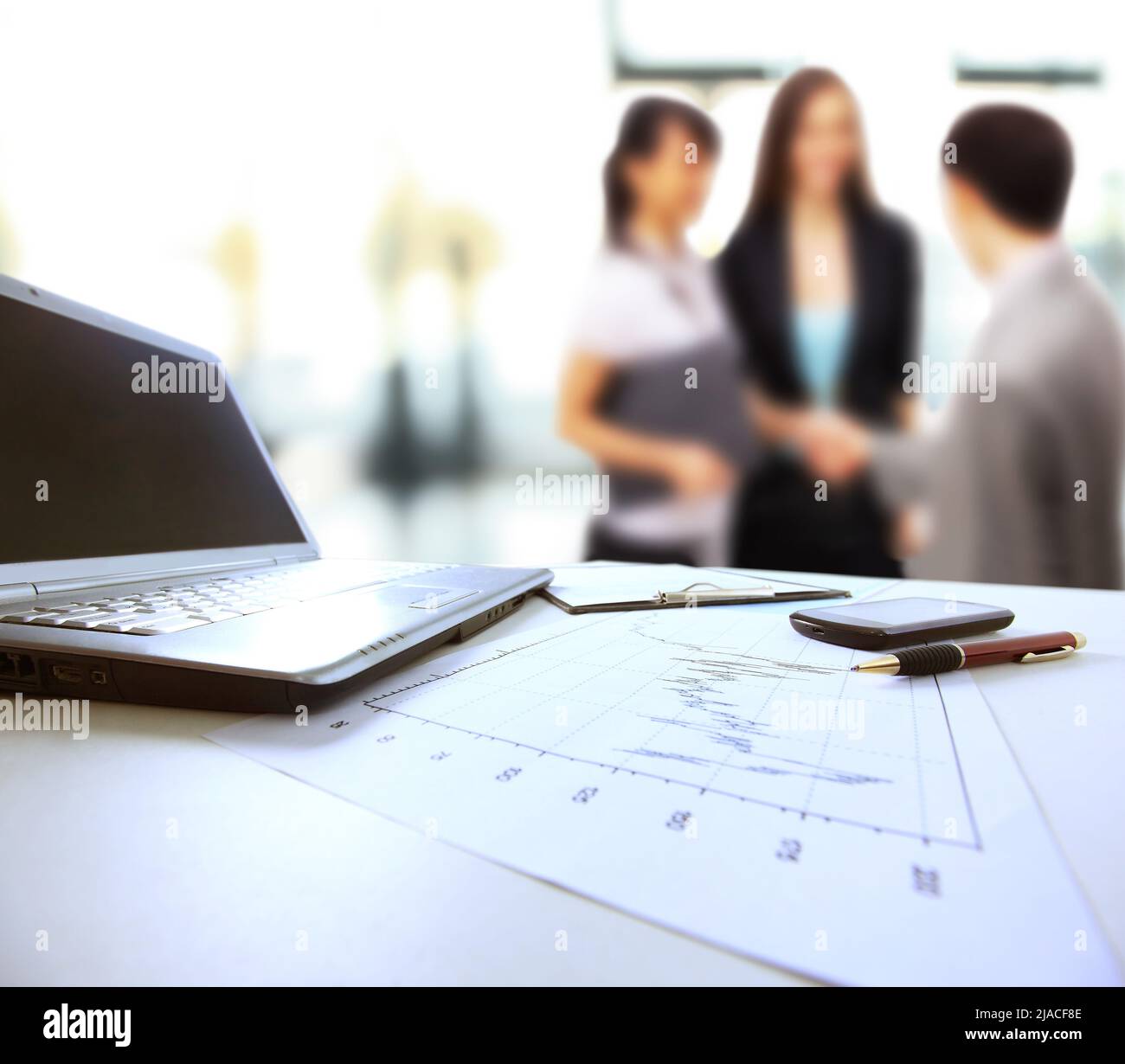 Graphs, charts, business table. The workplace of business people Stock ...