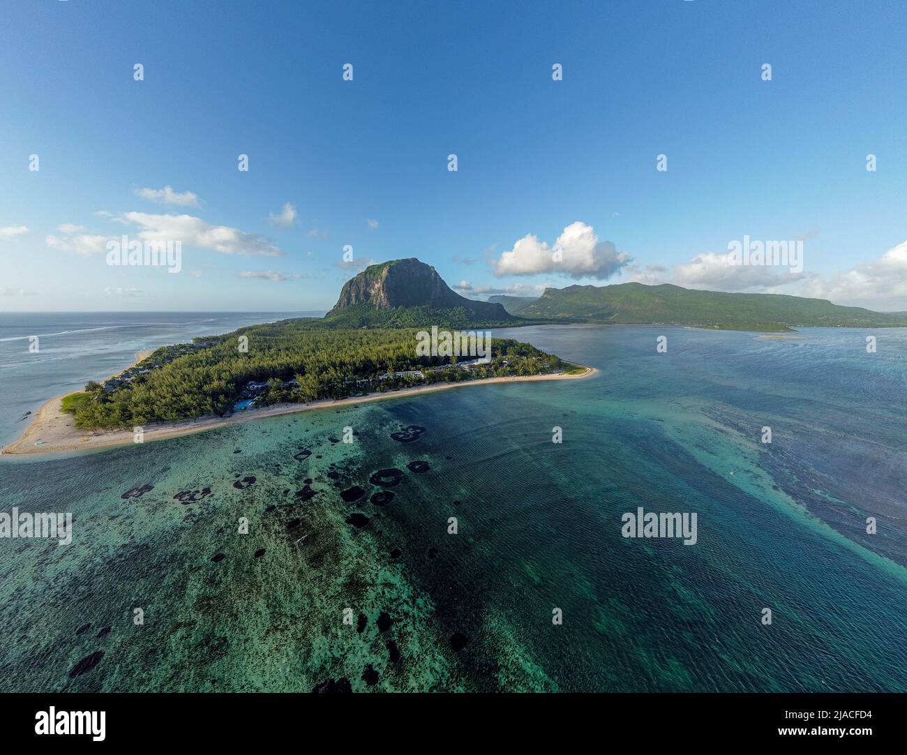 Mauritius, Le Morne Brabant (peninsula) from above Stock Photo - Alamy