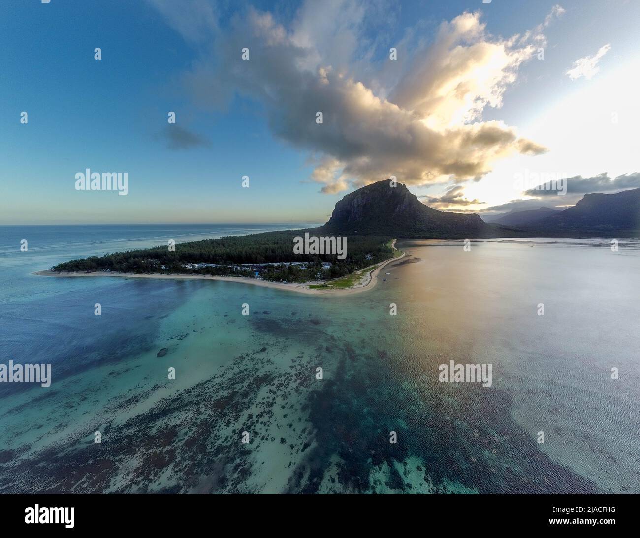 Beautiful sunrise, Le Morne, Mauritius Stock Photo - Alamy