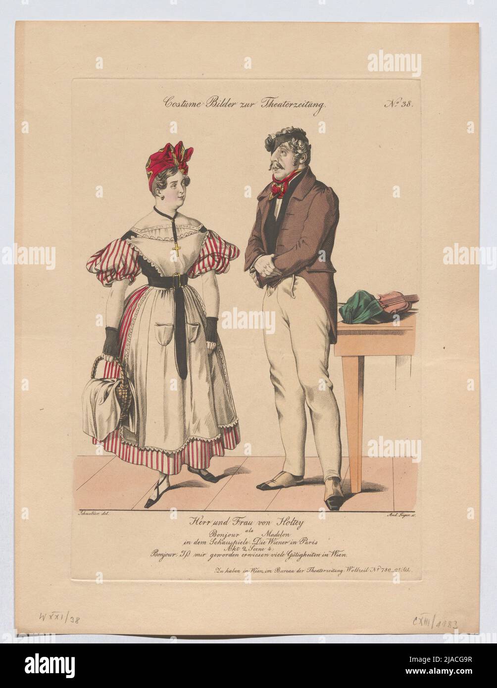 Mr. and Mrs. Holtey as a bonjour and Madelon in the spectacle: the Wiener in Paris (costume ...