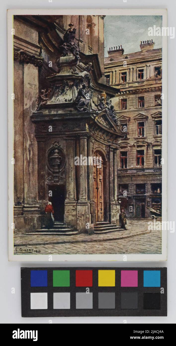 1st, Petersplatz - Peterskirche, portal, postcard. Brothers Kohn KG (B ...