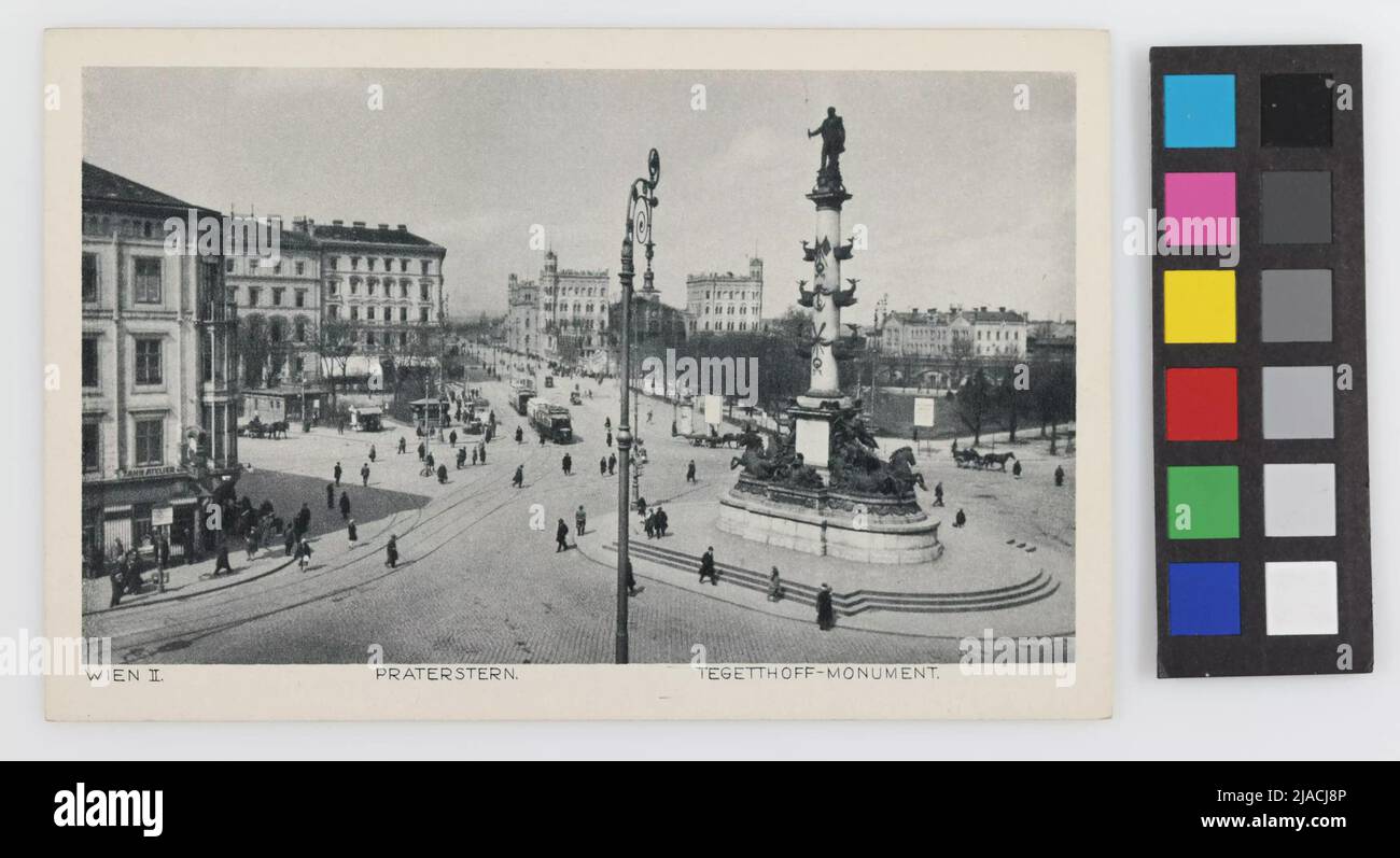 2nd, Praterstern - with Tegetthoffdenkmal, view against Nordbahnhof, postcard. Paul Ledermann ...