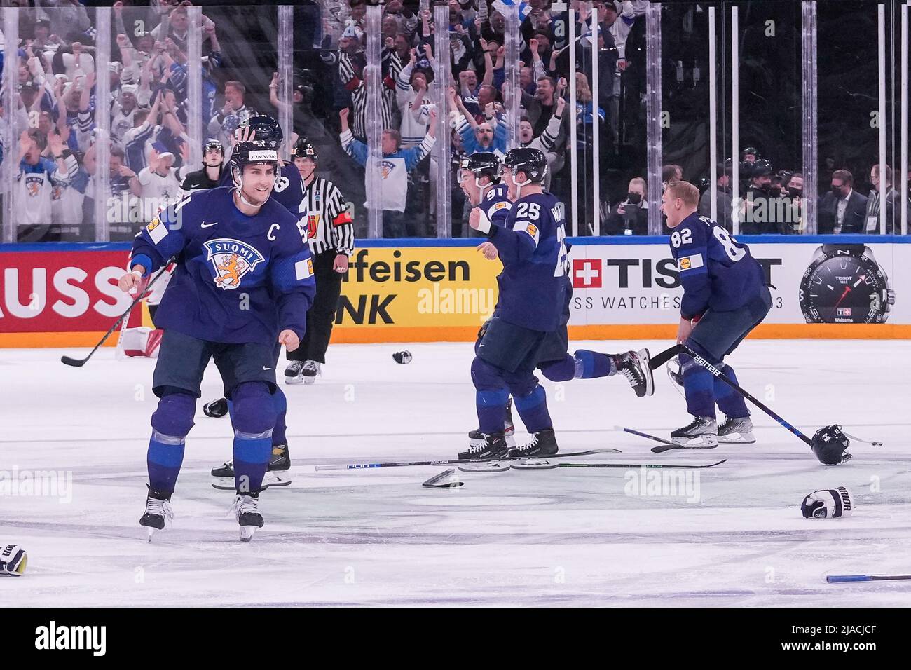 TAMPERE, FINLAND - MAY 29: Finland squad ist word champion 2022 during ...