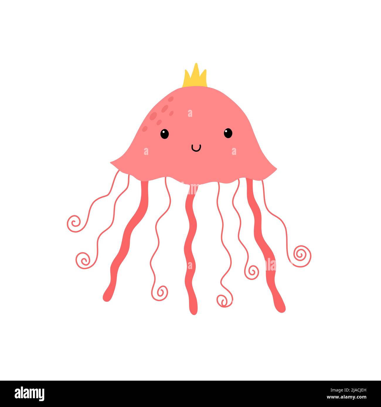 Hand drawn Jellyfish icon in flat style. Cartoon Jellyfish vector icon ...